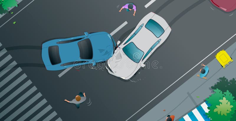 Top View car accident. stock vector. Illustration of travel - 311538198