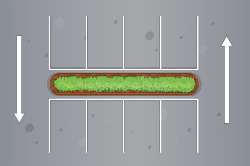 Top view of car park stock vector. Illustration of bushes - 58202036
