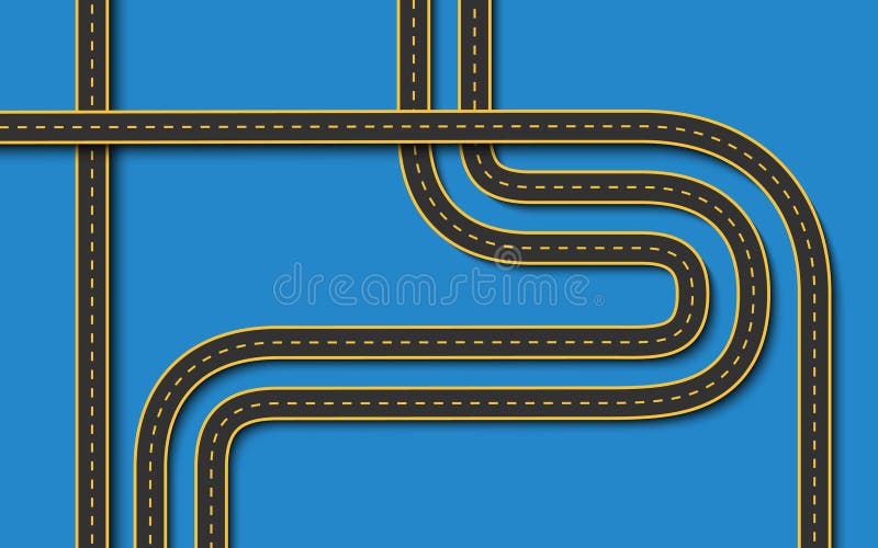 Top View of Car Roads Interchanges with Dashed Road Lines and Checkered ...