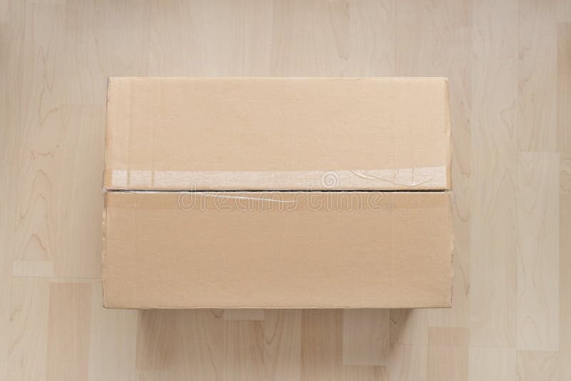 Top View of Cardboard Box on Wood Background Stock Image - Image of ...