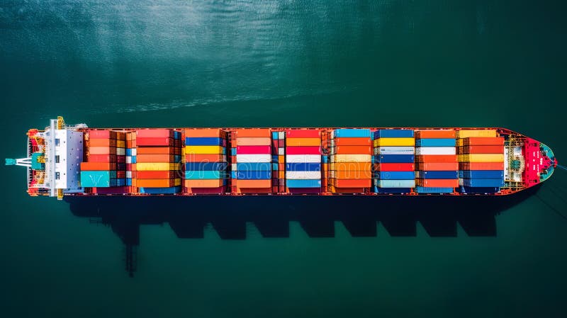 Top View of a Cargo Ship with Containers., Photography, Nikon D850 --ar ...