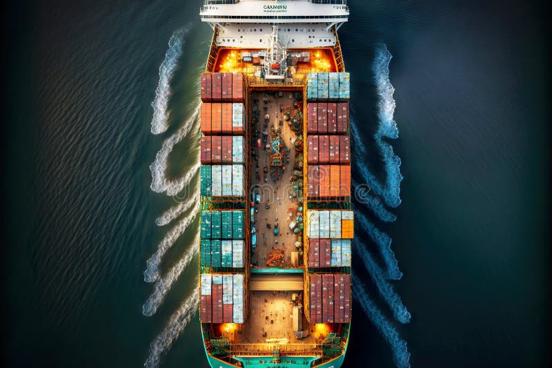 Top View of Cargo Ship with Deck Filled with Containers Stock ...