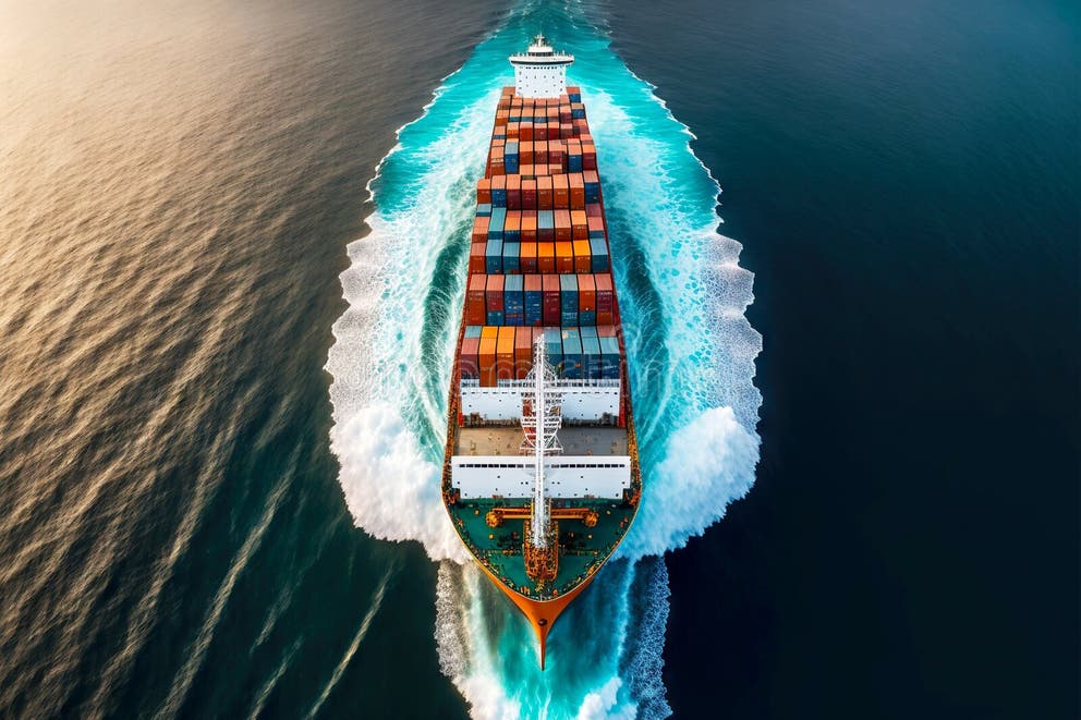 Top View of Cargo Ship with Deck Filled with Containers Stock Photo ...