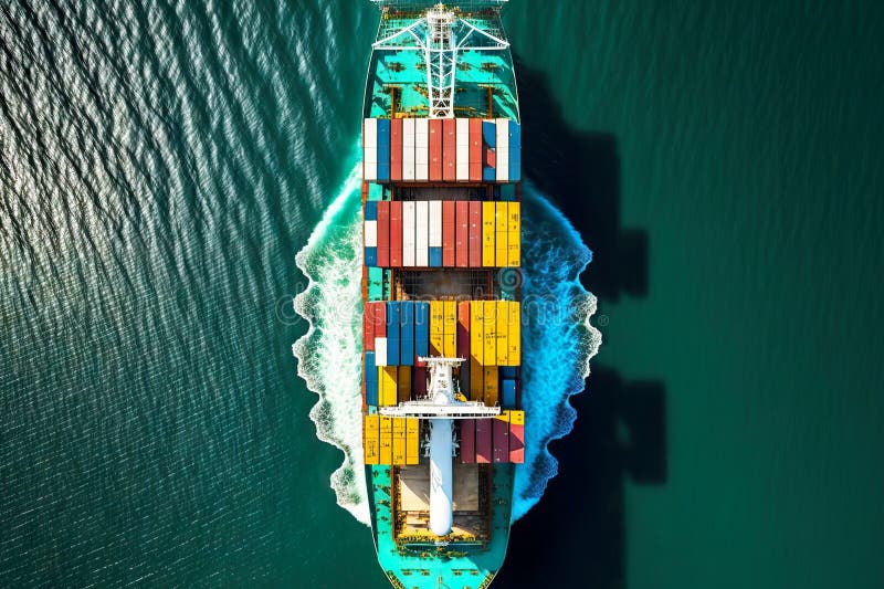 Top View of Cargo Ship with Deck Filled with Multi-colored Containers ...