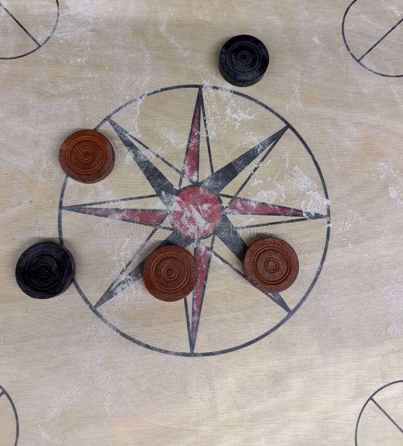 Top View of a Carrom Board with Few Coins Stock Photo - Image of ...