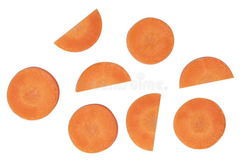 Top View Carrot Slice Round Shape on White Background Stock Image ...