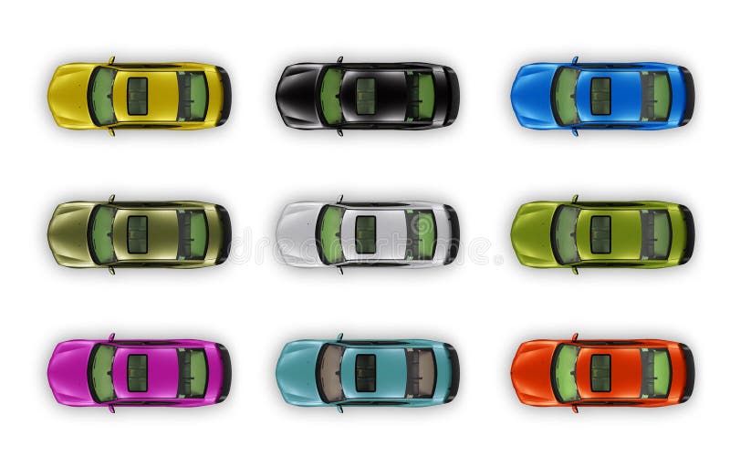 Top View Cars Package Isolated on White Stock Illustration ...