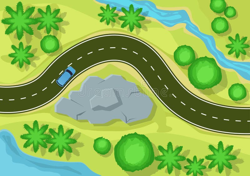 Top View of Cars Passing the Road Stock Vector - Illustration of ...
