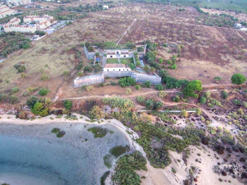 Top View of a Castle Surrounded by Forests and Meadows Near the Ocean ...