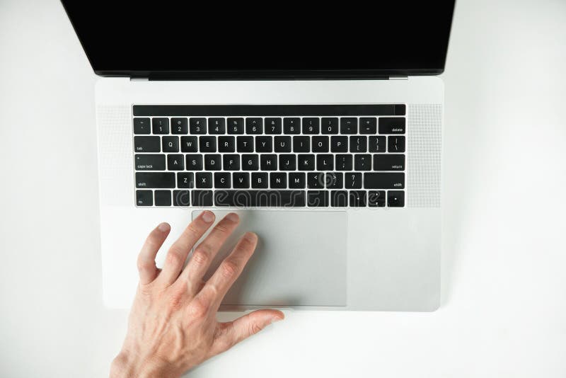 Top View. Casual Man Using the Touchpad Stock Image - Image of concept ...