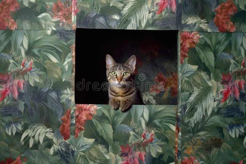 Top View of Cats Ears and Head Hidden Inside a Colorful Gift Box Stock ...