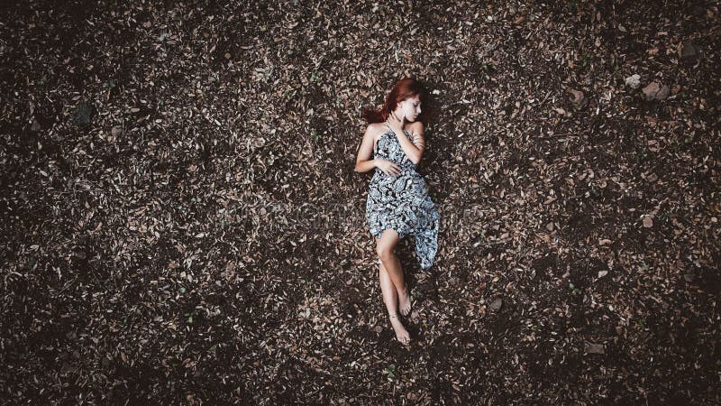 Top View of a Caucasian Female Lying on a Ground Stock Image - Image of ...