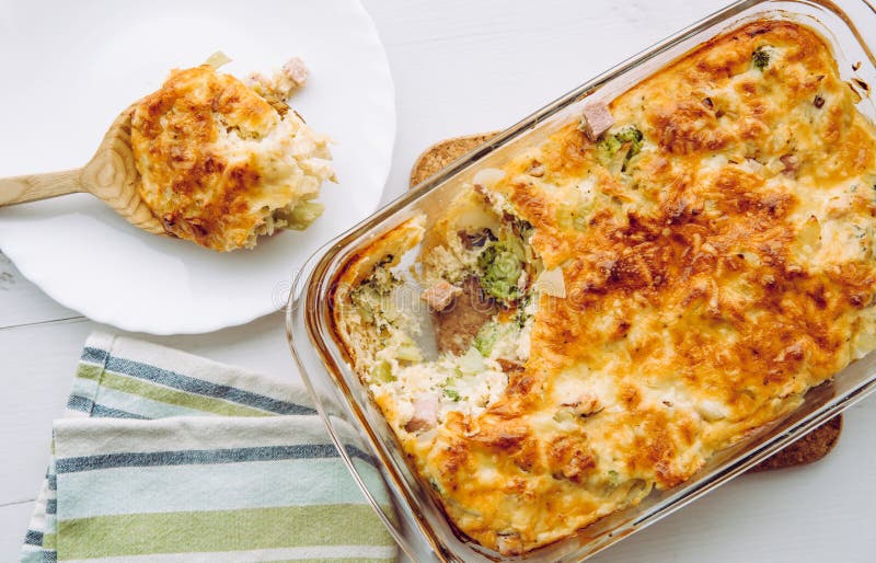 Top View of Cauliflower, Broccoli and Cheese Casserole. Stock Image ...