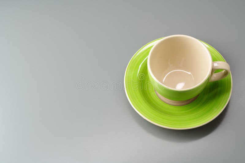 Top View of Ceramic Cup with Saucer on Gray Background Stock Photo ...