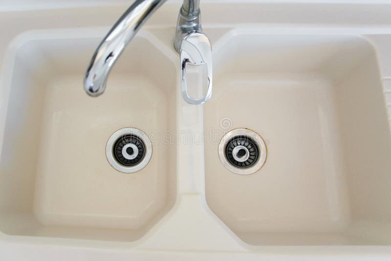 Top View of Ceramic Kitchen Sink Stock Photo - Image of plumbing ...