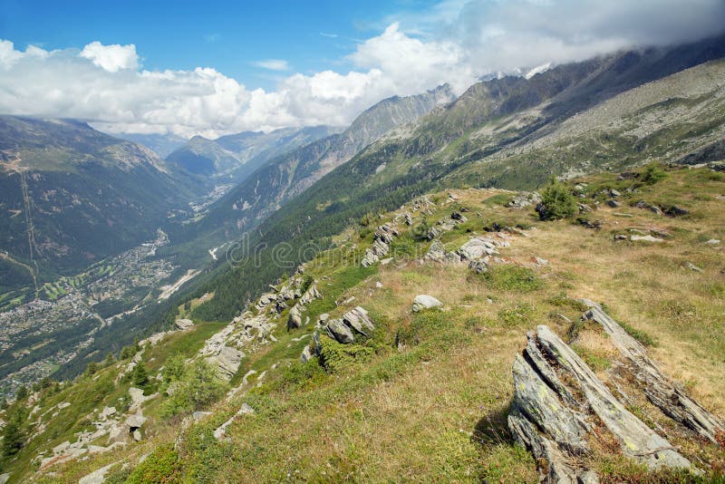 The Top View of Chamonix Valley Stock Image - Image of european ...
