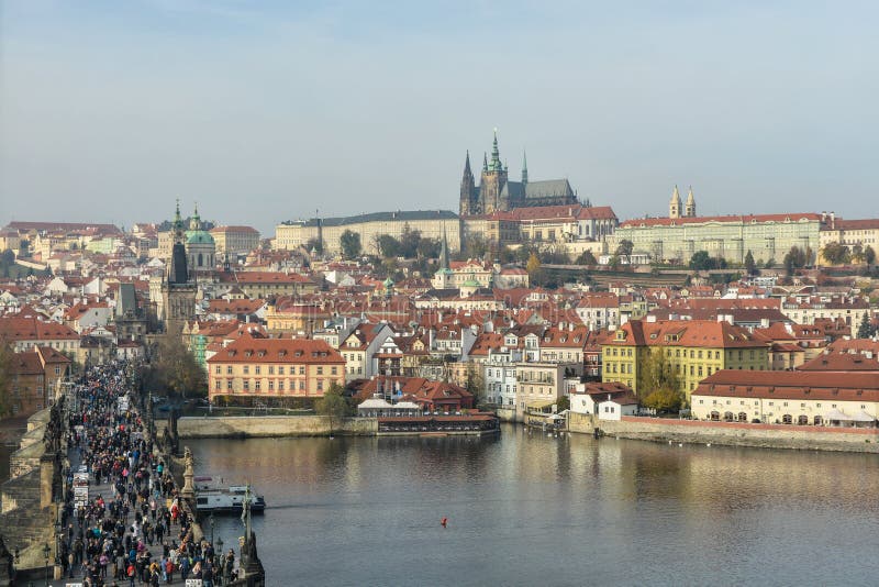 Top view on Charles bridge editorial photography. Image of outdoors ...