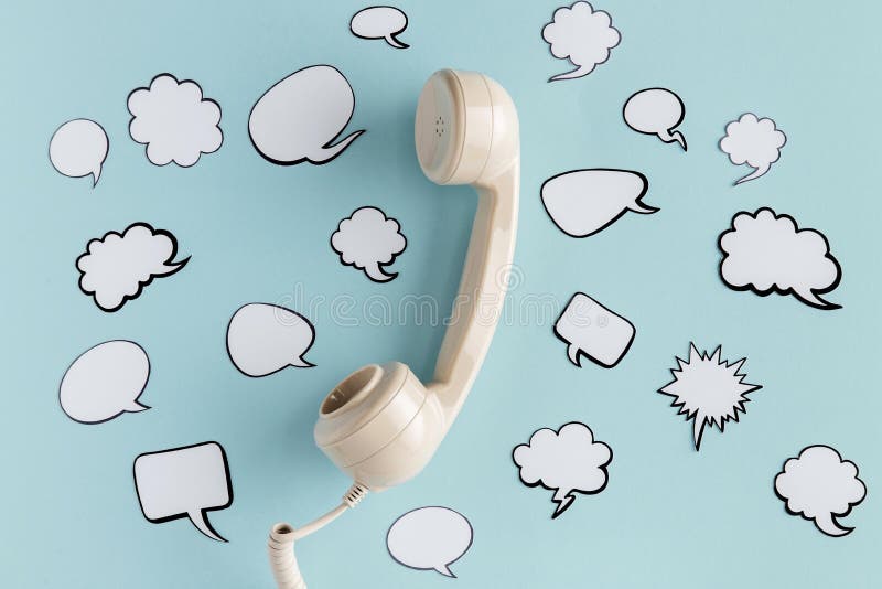 Top View Chat Bubbles with Telephone Receiver. High Quality Photo Stock ...