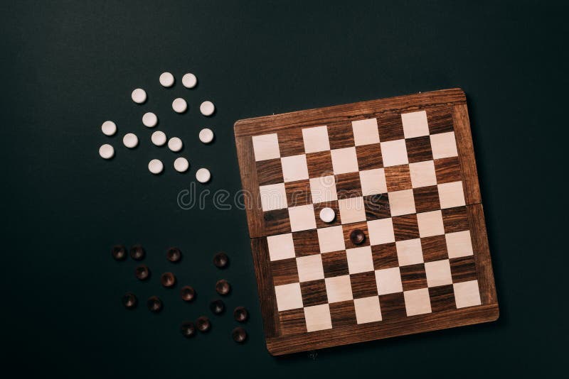 Top View of Checkerboard with Checkers Stock Photo - Image of game ...