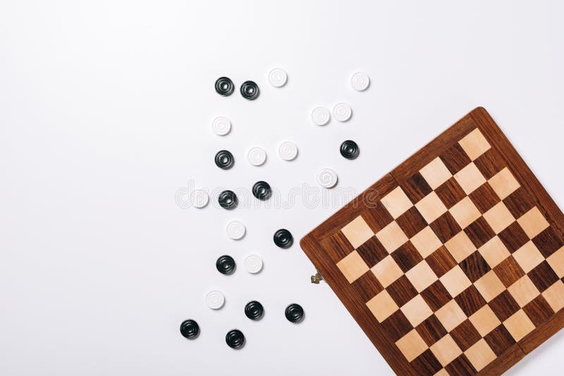 Top View of Checkers on Wooden Checkerboard Stock Photo - Image of ...