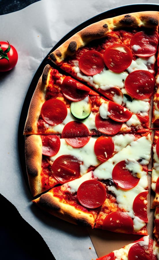 Top View of Cheese Paperoni Pizza on Baking Paper Stock Image - Image ...