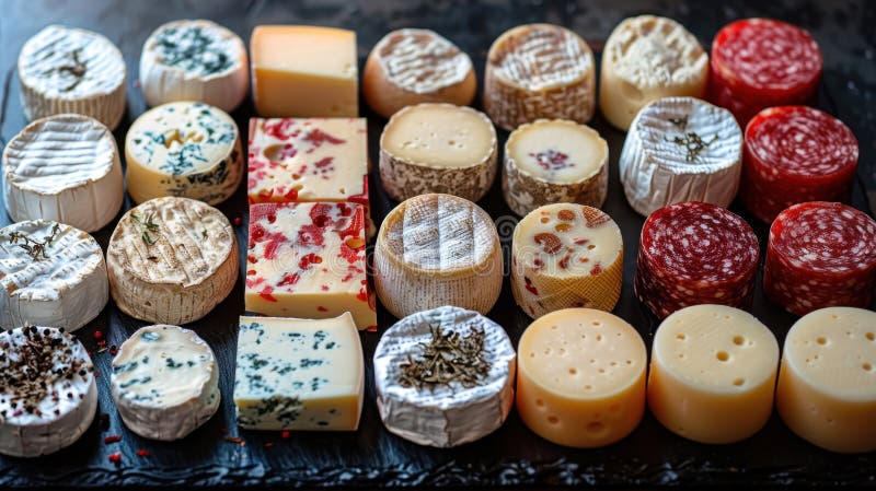 Top View of the Cheese Spread. a Selection of Different Cheeses Stock ...