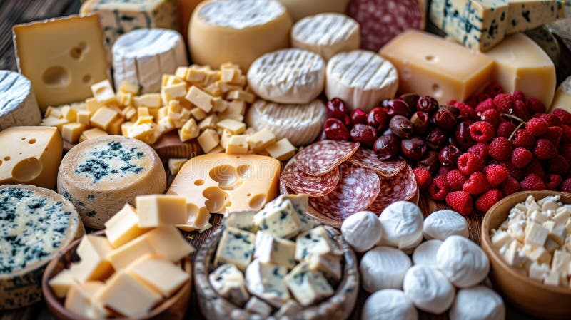 Top View of the Cheese Spread. a Selection of Different Cheeses Stock ...