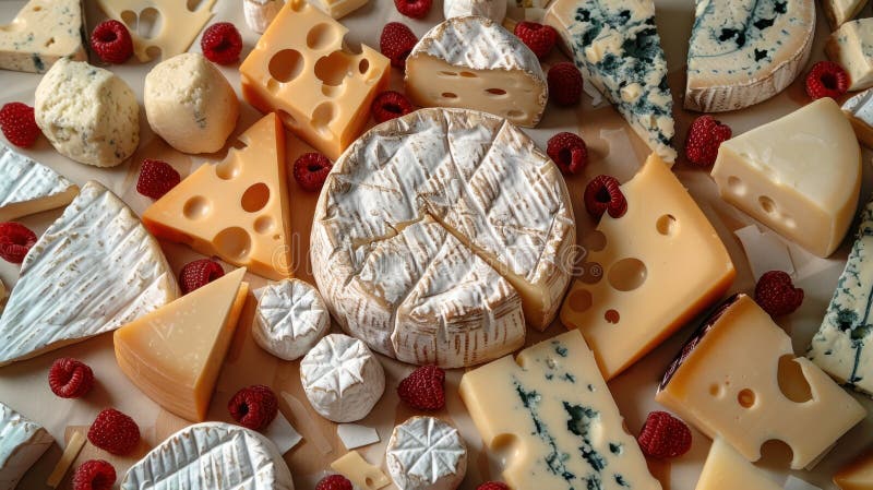 Top View of the Cheese Spread. a Selection of Different Cheeses Stock ...