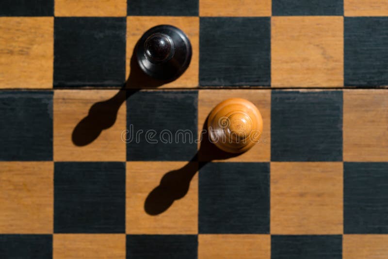 Top View Chess Pawns Stand on Chess Board with Shadows Stock Photo ...