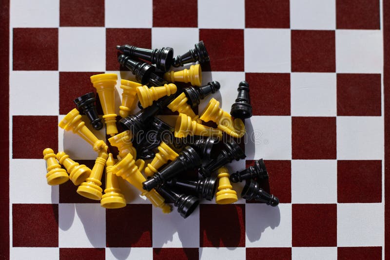 Top View of Chess Pieces Scattered on the Board Stock Image - Image of ...