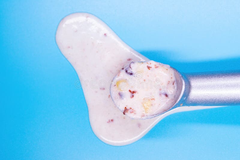 Chestnut and Red Bean Ice Cream Ball in a Melting Process on Pink ...
