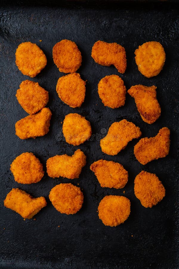 Top View of Chicken Nuggets on Dark Surface Fastfood Pattern Stock ...