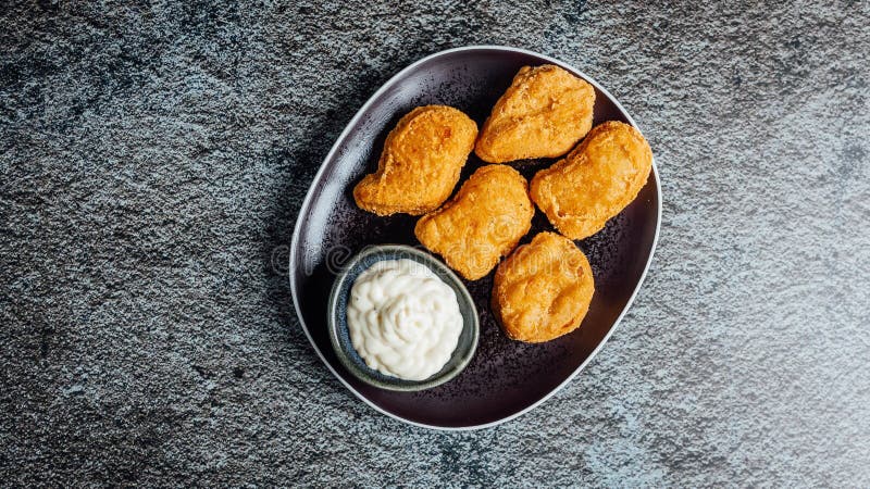 Top View of Chicken Nuggets with Mayo Stock Photo - Image of fried ...