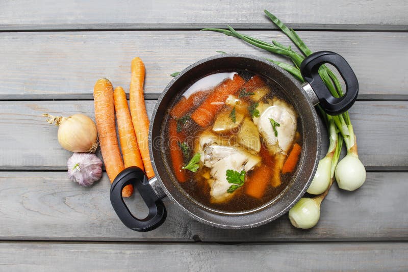 Top view of chicken soup stock photo. Image of eating - 38259480