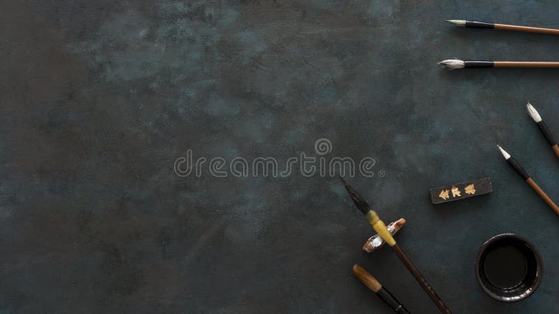Top View Chinese Ink Concept. High Quality Photo Stock Photo - Image of ...