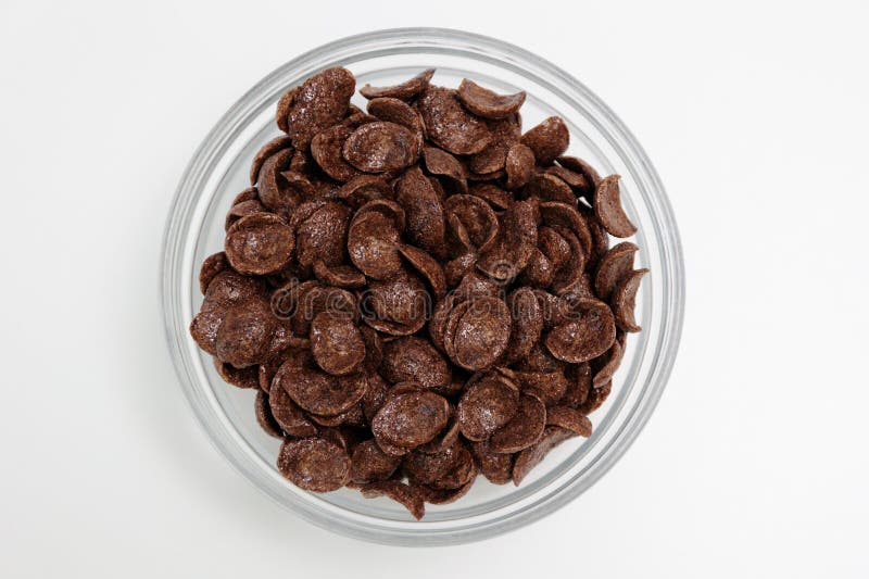 Top View of Choco Cereals Served in Bowl on White Stock Image - Image ...
