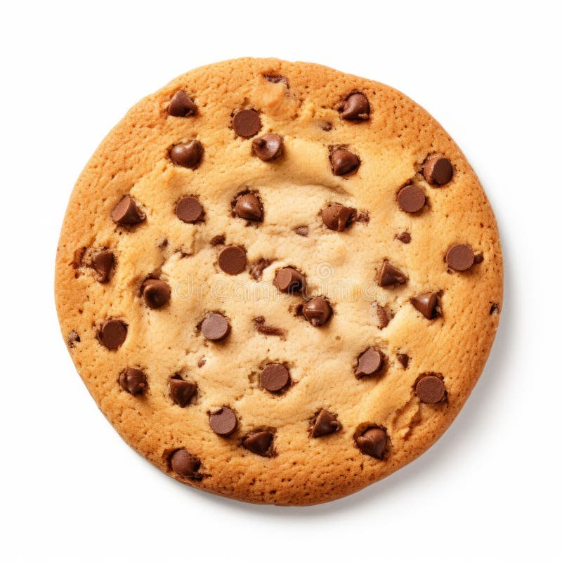 Top View Chocolate Chip Cookie Isolated on White Background Stock ...