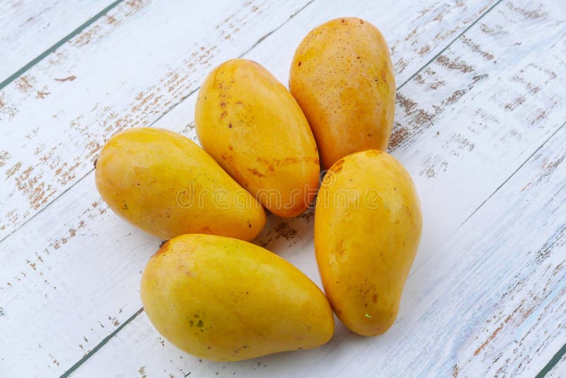 Top View of Chok Anan or Chocanon Mango on Wooden Background Stock ...