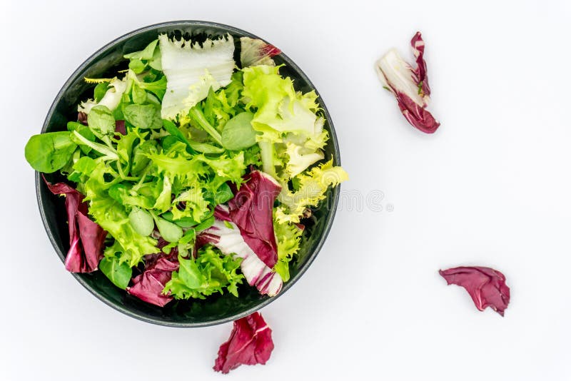 Top View of Chopped Lettuce Leaves Isolated on a White Background Stock ...