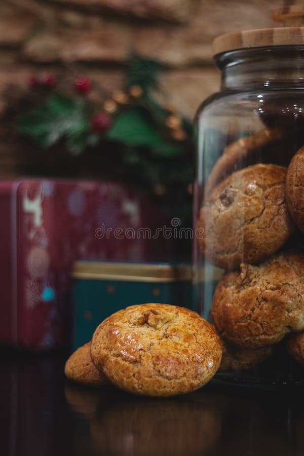 Top View of Christmas Cookies in a Jar Stock Image - Image of food ...