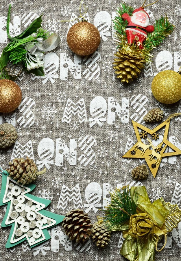 Top View of Christmas Related Items Framing the Picture with Copy Space ...
