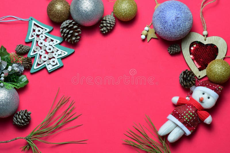 Top View of Christmas Related Items Framing the Picture with Copy Space ...