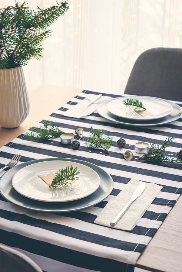 Top View of Table Setting for Two. Minimalistic Decoration with ...