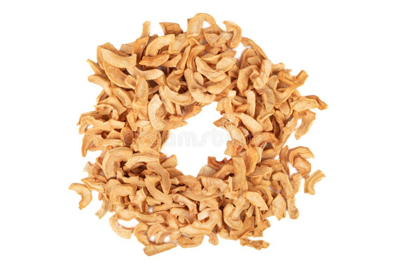 Top View of a Circle of Dried Apple Slices on a White Background. Stock ...