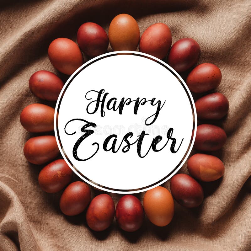 Top View of Circle Frame Made of Painted Chicken Eggs with Happy Stock ...