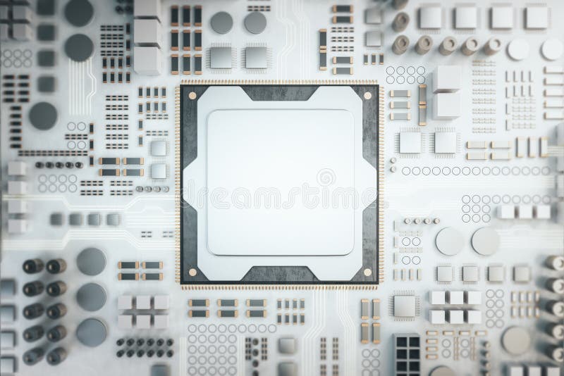 Top View of Circuit Chip on Motherboard Stock Illustration ...
