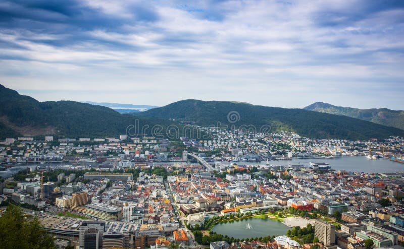 Top View of the City of Bergen Stock Photo - Image of buildings, water ...