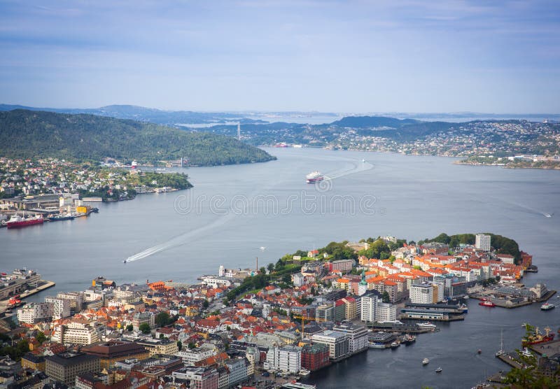 Top View of the City of Bergen Stock Photo - Image of monuments, parks ...
