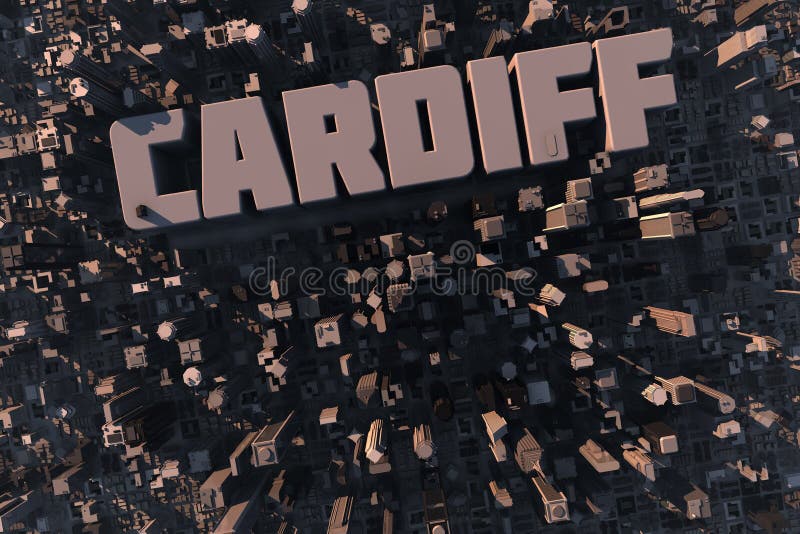 Top View of City Cardiff in 3D Stock Illustration - Illustration of ...