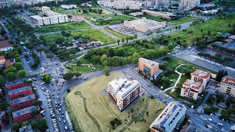 Top View of a City with Dense Infrastructure in Rome, Italy Stock Photo ...
